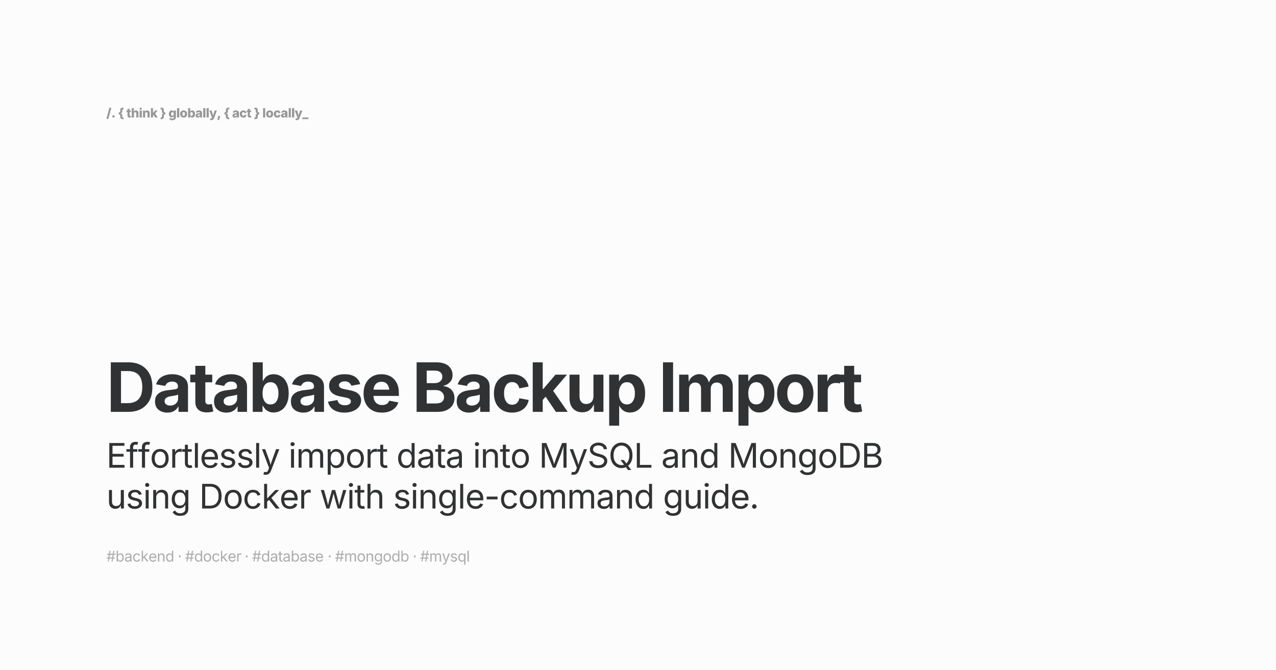 Database Backup Import | Arik Chakma Database Backup Import | Arik Chakma
